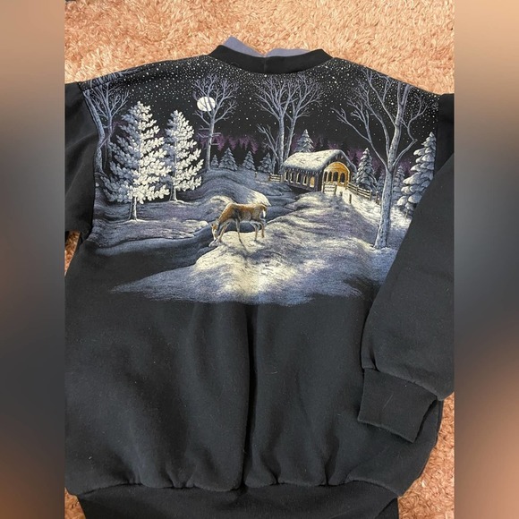 art unlimited | Sweaters | Vintage Winter Scene Crewneck Sweater | Poshmark